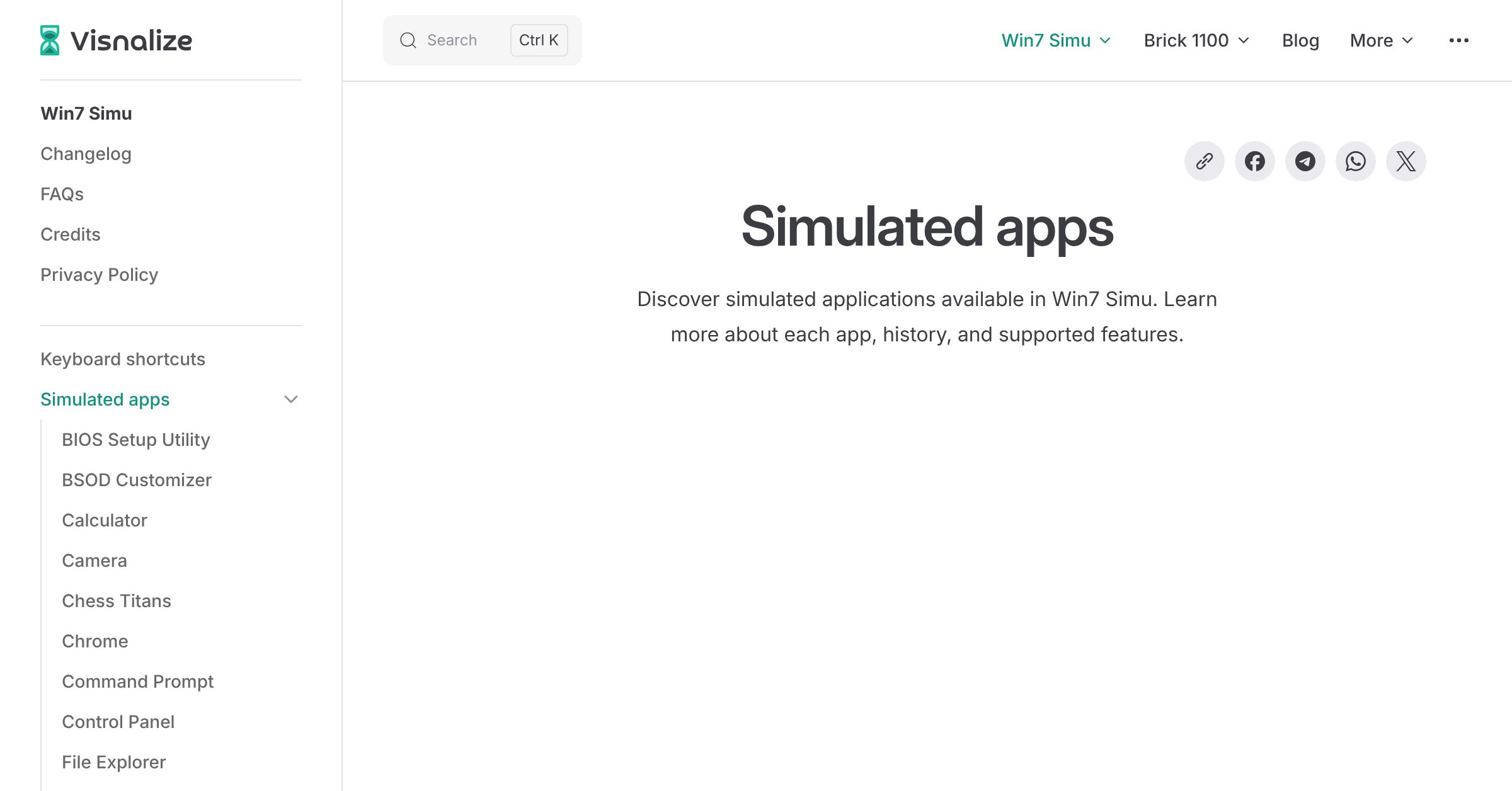 Win7 Simu simulated apps | Visnalize